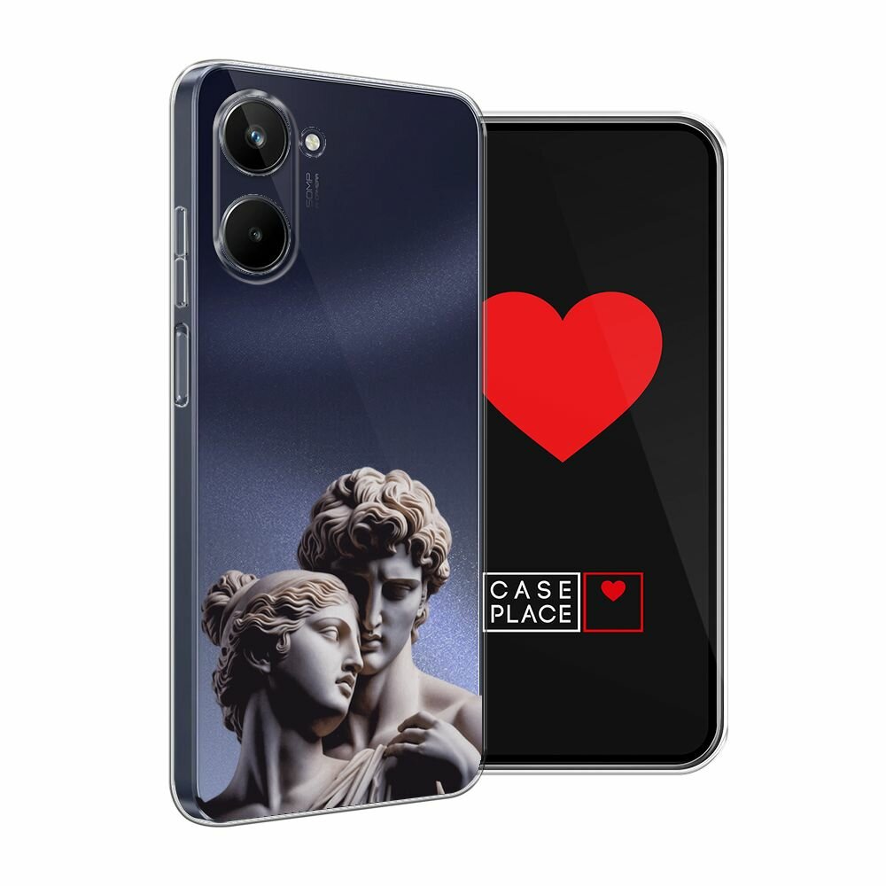 Чехол на Realme 10 4G / Реалми 10 4G с принтом "Нежные скульптуры - 14 февраля", прозрачный — фото 1
