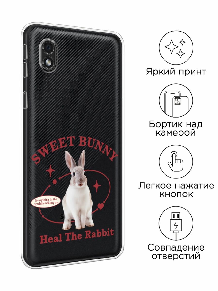 Чехол на Samsung Galaxy A01 Core / Самсунг Галакси А01 Core с принтом "Heal the rabbit", прозрачный — фото 1
