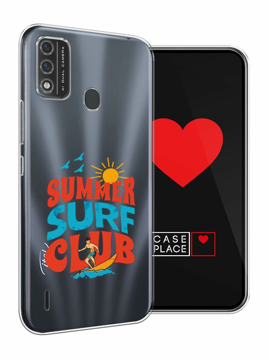 Чехол на Itel A48 / Ител А48 с принтом "Summer surf club", прозрачный — фото 1