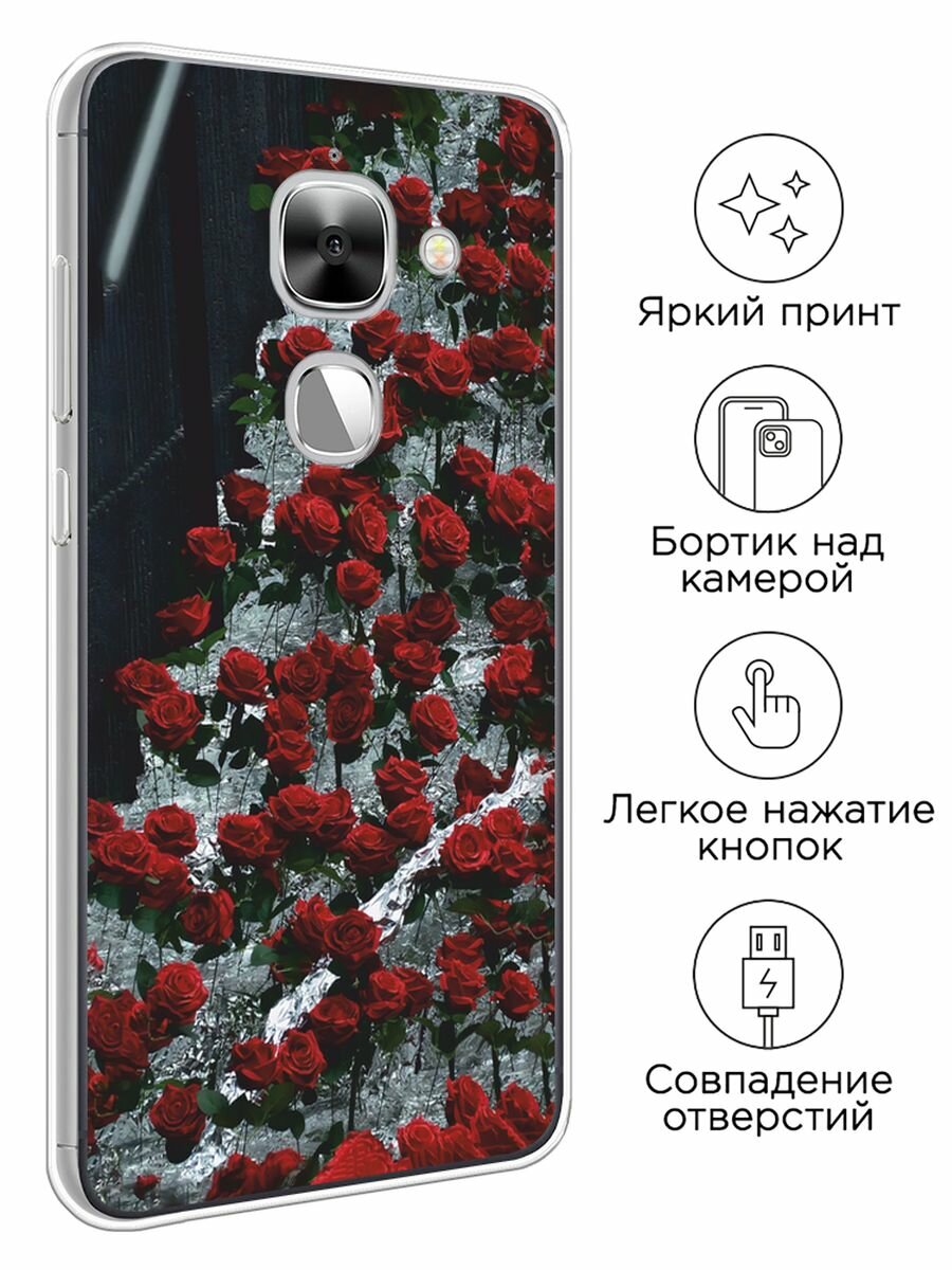Чехол на LeEco Le 2/2 pro / Лееко Ле 2/2 про с принтом Цветущие алые розы — фото 1