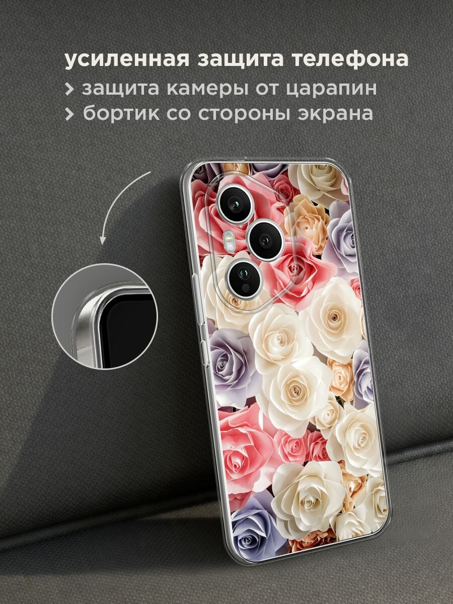 Чехол на Honor 400 Pro / Хонор 400 Про с принтом "Пастельные розы" — фото 1