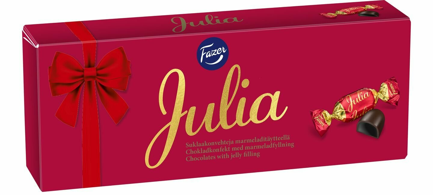 Конфеты Karl Fazer Julia из темного шоколада с мармеладом, 295 г (Финляндия)
