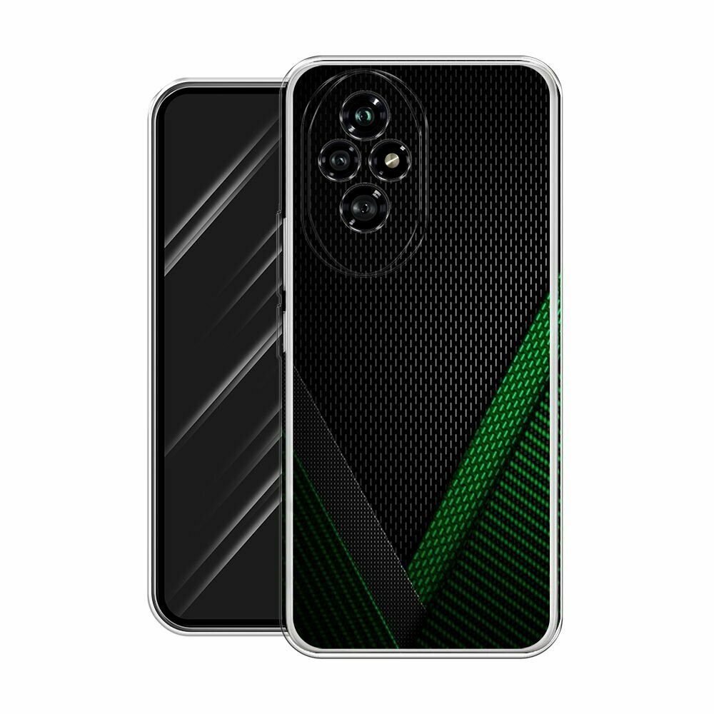 Силиконовый чехол на Honor 200 / Хонор 200 с принтом "Зеленый карбон" — фото 1