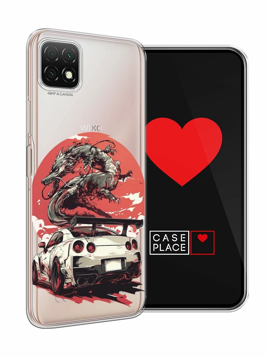 Чехол на Wiko T3 / Вико Т3 с принтом "Car and dragon", прозрачный — фото 1