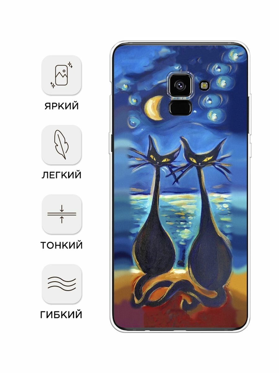 Чехол на Samsung Galaxy A8 + / Самсунг Галакси А8 Плюс 2018 с принтом "Влюбленные котики 7" — фото 1