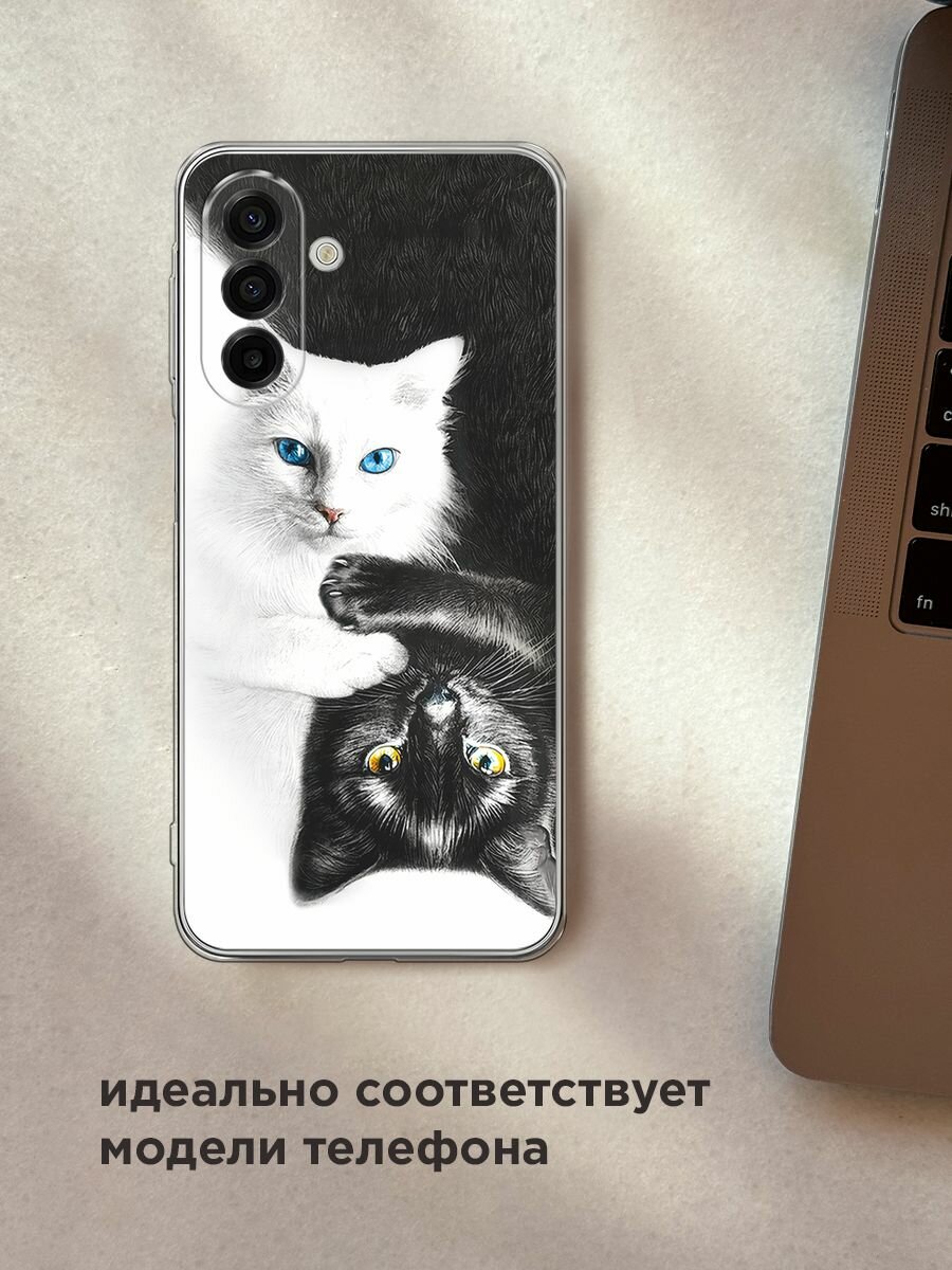 Чехол на Samsung Galaxy A17 / Самсунг А17 с принтом "Коты Инь-Янь" — фото 1