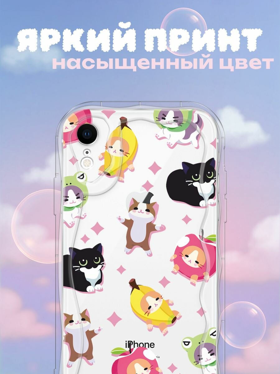 Чехол на Apple iPhone XR / Айфон XR с принтом "Мемные котята паттерн 3" — фото 1