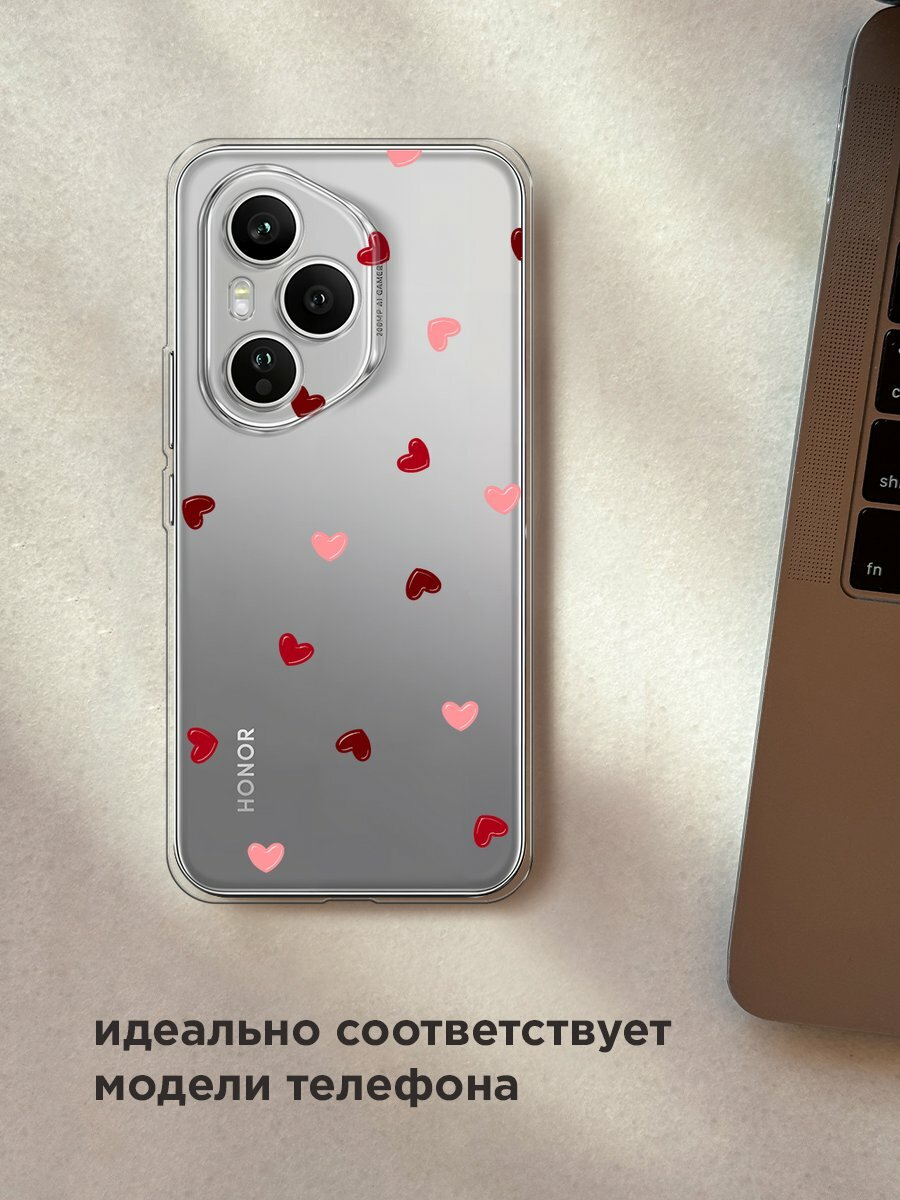 Чехол на Honor 400 Pro / Хонор 400 Про с принтом "Бордовые сердечки 2" — фото 1