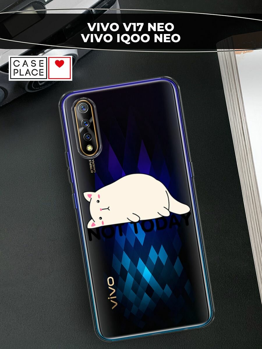 Чехол на Vivo iQOO Neo/V17 Neo / Виво iQOO Neo/V17 Neo с принтом "Cat not today", прозрачный