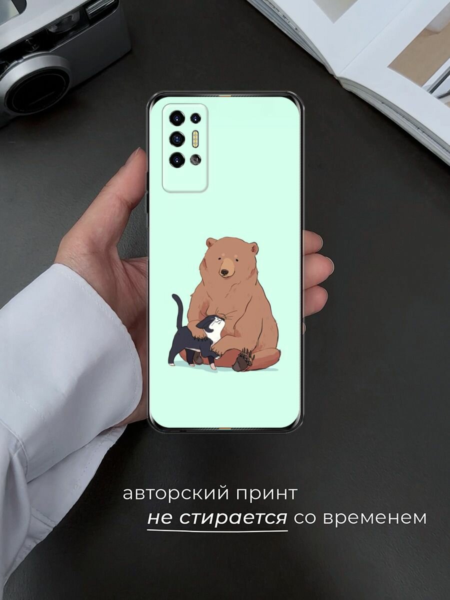 Чехол на Tecno Pova 2 / Текно Пова 2 с принтом "Медведь и кошка дружба" — фото 1