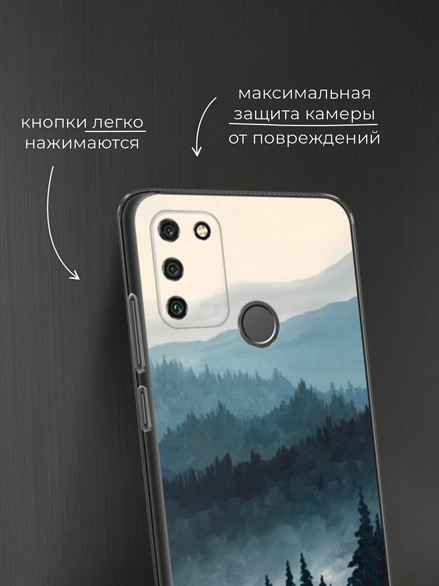Силиконовый чехол на Honor 9A / Хонор 9А с принтом "Туманные горы" — фото 1