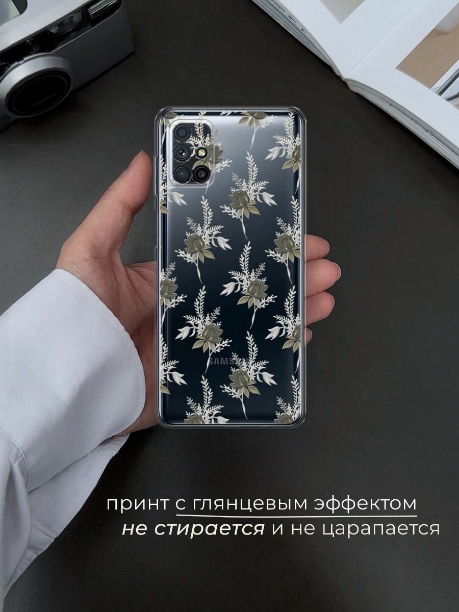 Чехол на Samsung Galaxy M31s / Самсунг Галакси M31s с принтом "Паттерн цветы сепия" — фото 1