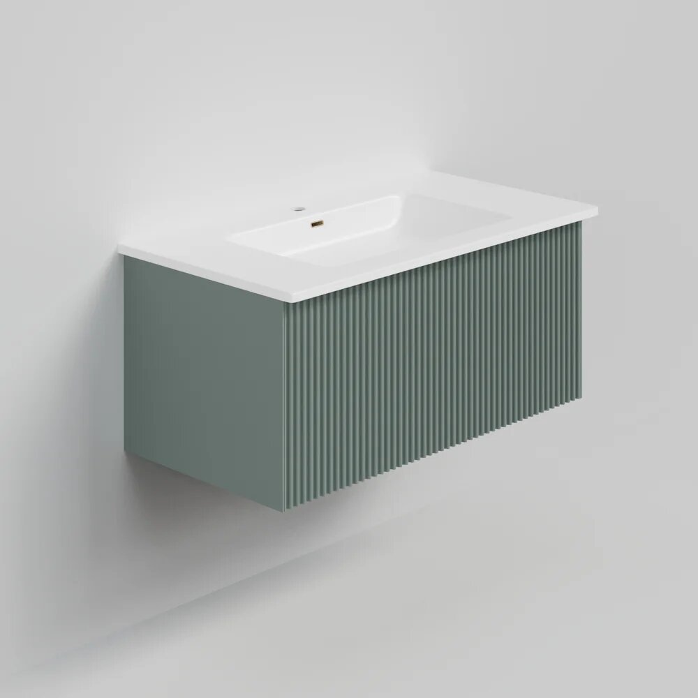Тумба под раковину без столешницы La Fenice Terra 75 подвесная, серая, матовая, из МДФ, тумба для ванной, с ящиками, с доводчиками