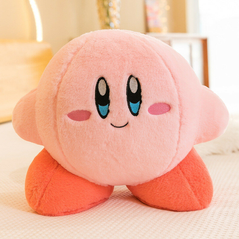 Plush rabbit fur kirby pillow with cute strawberry and heart design perfect for kids