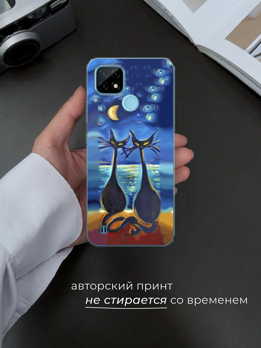 Чехол на Realme C21 / Реалми С21 с принтом "Влюбленные котики 7" — фото 1