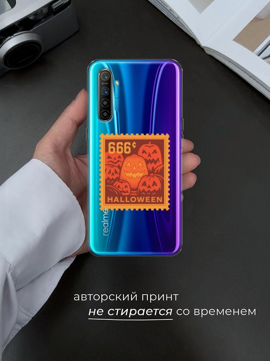 Чехол на Realme XT / Реалми XT с принтом "Тыквенная марка", прозрачный — фото 1