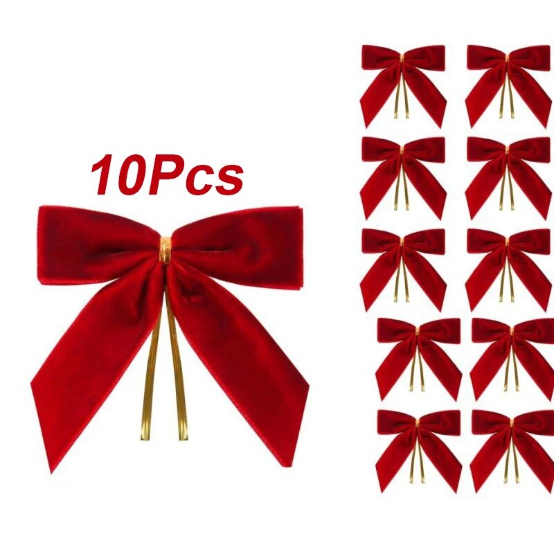 Рождественские банты Red-10pcs, 10 шт