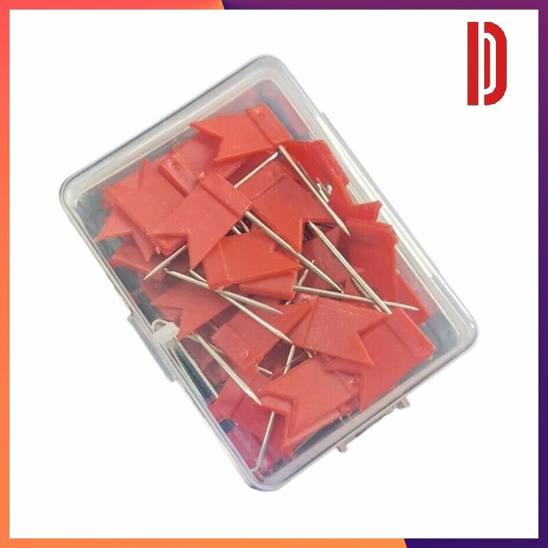 (50 шт.) Кнопки-флажки для пробковой доски Красные