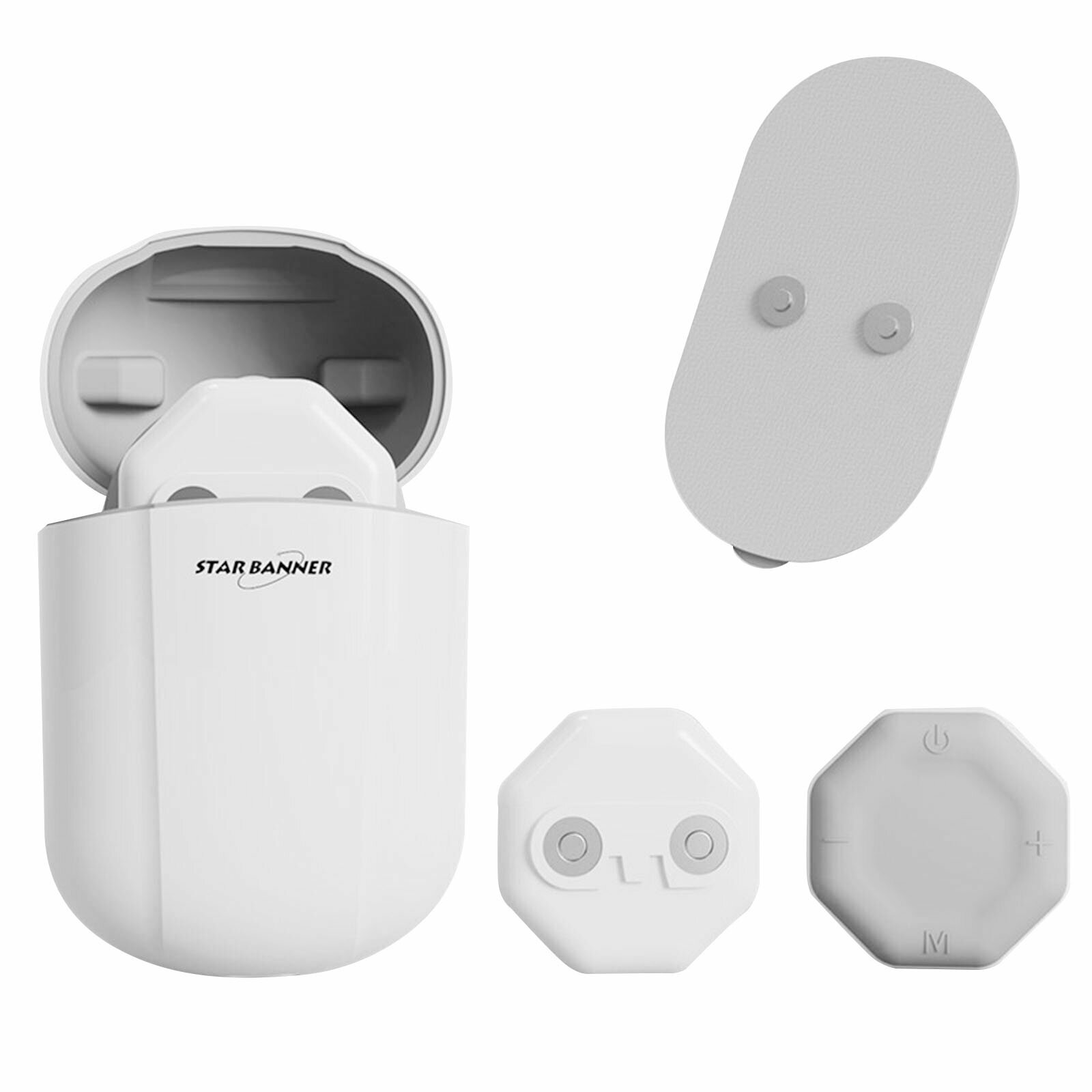 Портативный Беспроводной Патч для Массажа TENS для Уменьшения Больи и Stimуляции мышц, Заряжаемый с Кейсом для Зарядки, Электрический Патч с Импульсами для Расслабления, 2 Массажных хоста, 2 Патча, 1 Кейс для Зарядки, 1 Инструкция, Ёмкость Батареи Кейса