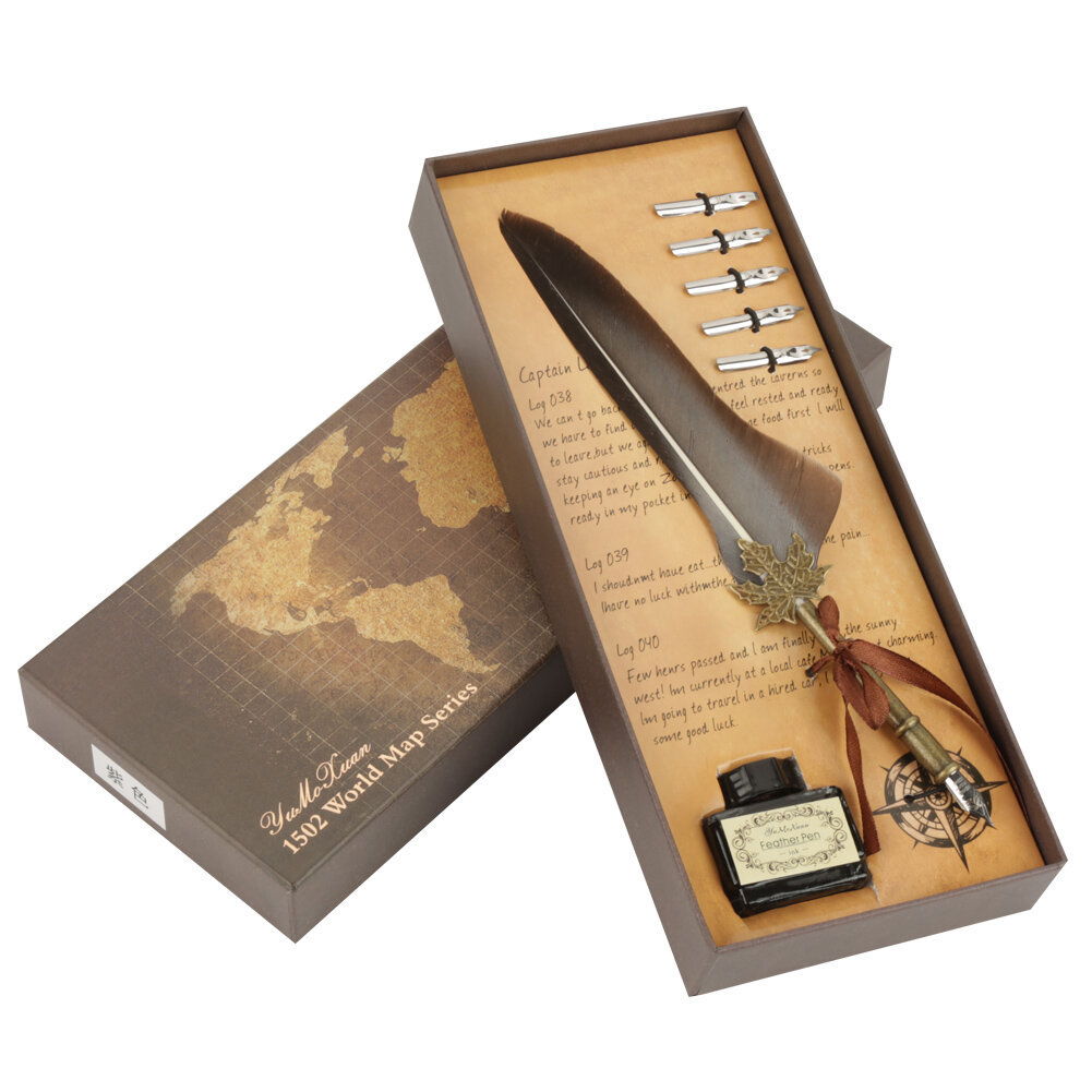 Европейство винтажное ретро -перо, пад, Пен, металлические перо, каллиграфия, написание ручки (серый)