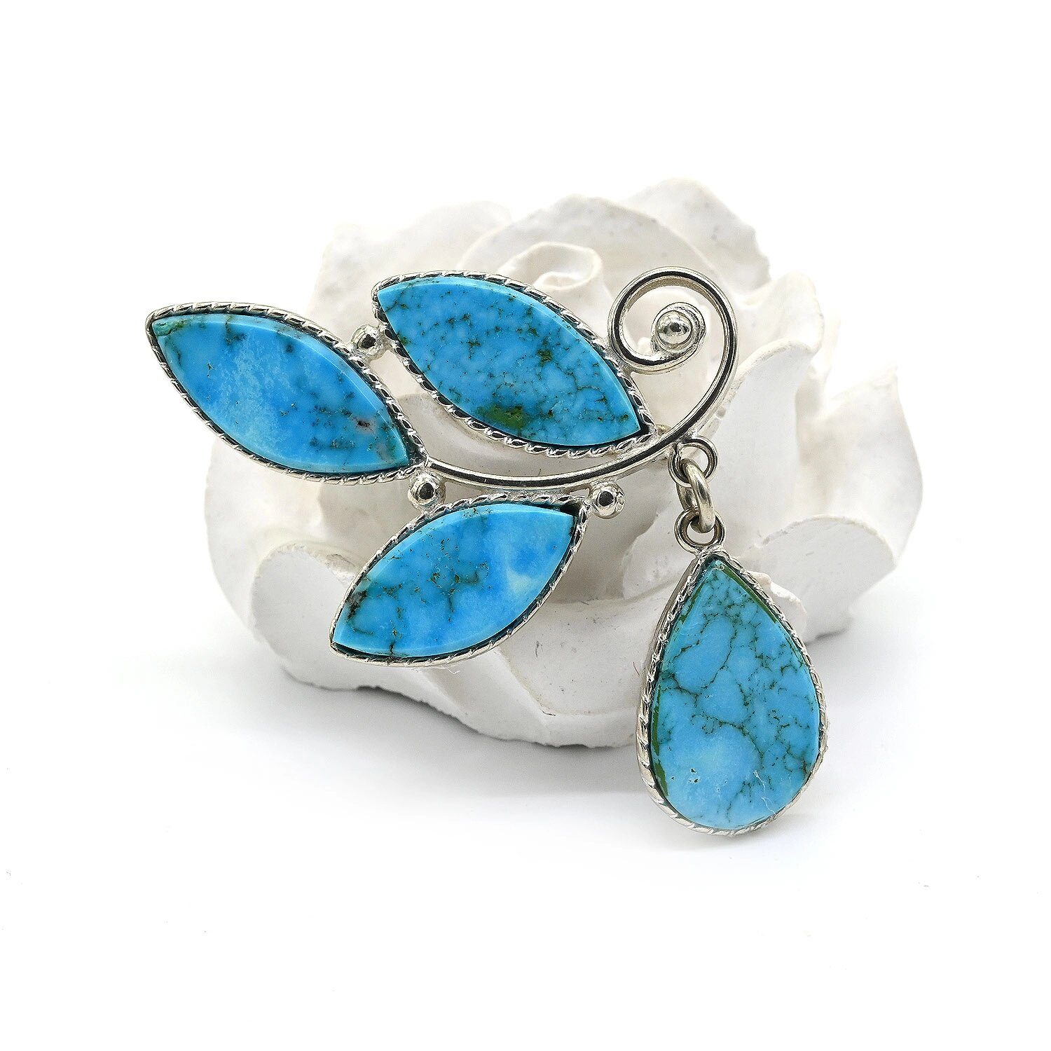 Брошь, бирюза