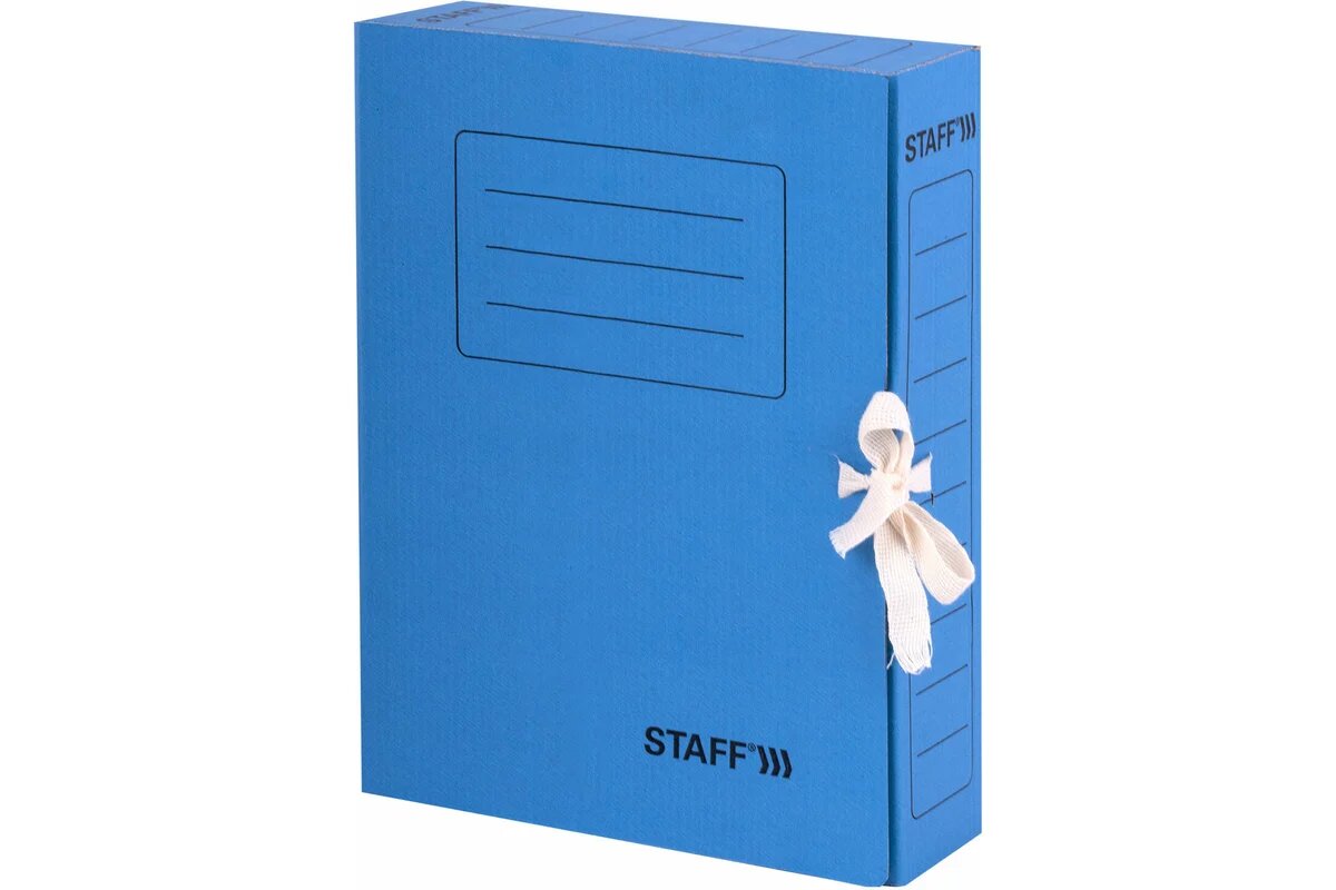 STAFF Архивная папка с завязками А4 325x250 мм 75 мм до 700 листов микрогофрокартон синяя