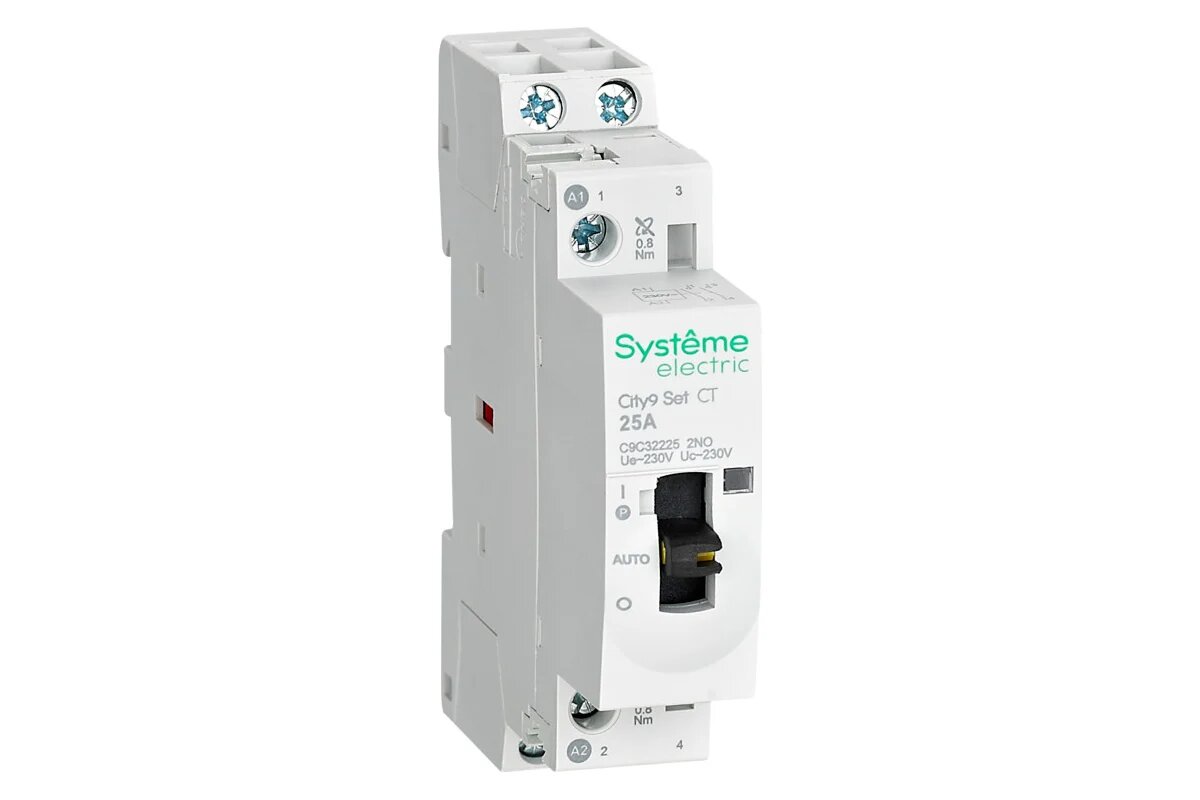 Контактор Systeme Electric City9 2p 2no 25A AC 230V-230V C9C32225 для электрощита модульной сборки