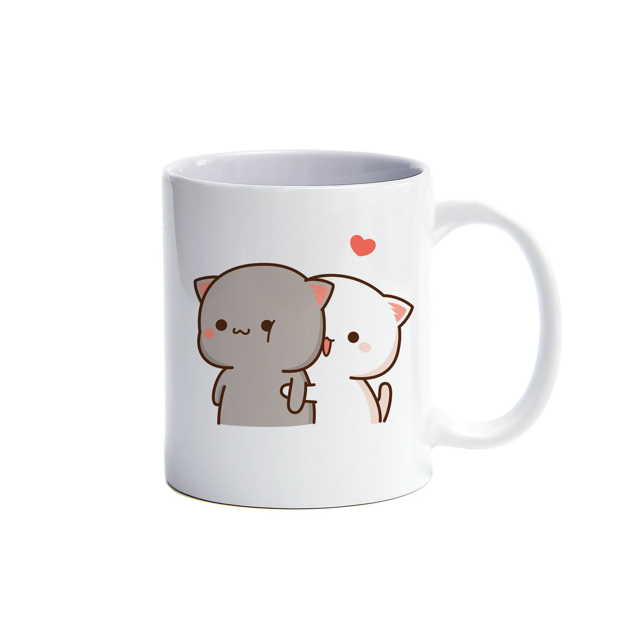 Персик и Гома Кошка Кофе Чайная кружка Милые животные Завтрак Десерт Молоко Чашка для воды Подарок для пары, 17, White