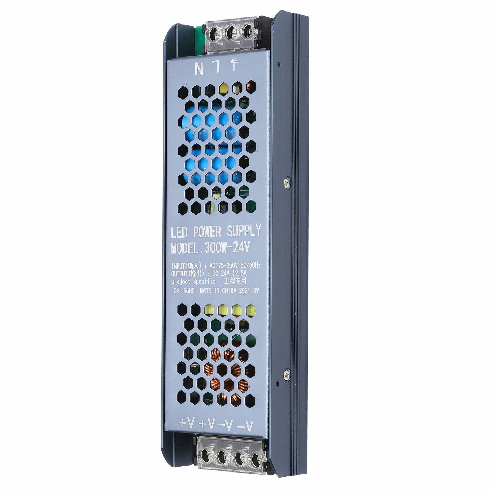 Светодиодный импульсный источник питания, трансформатор магнитного света, черная длинная полоса, 300 Вт, AC175 250 В, 24 В, 12,5 А