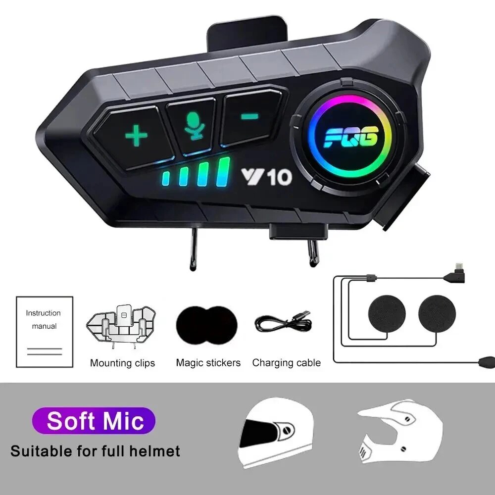 Y10 Bluetooth-система Связи Для Мотоциклетных Шлемов, Стереофоническое Голосовое Y10 Soft MIC