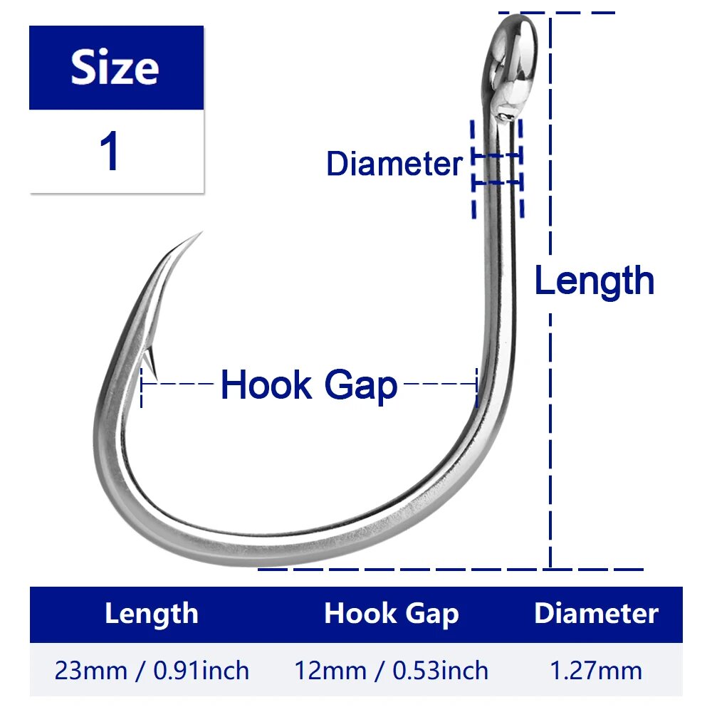 Крючок FishTrip Size 1, 23мм, темно-синий, 25Pcs Bulk