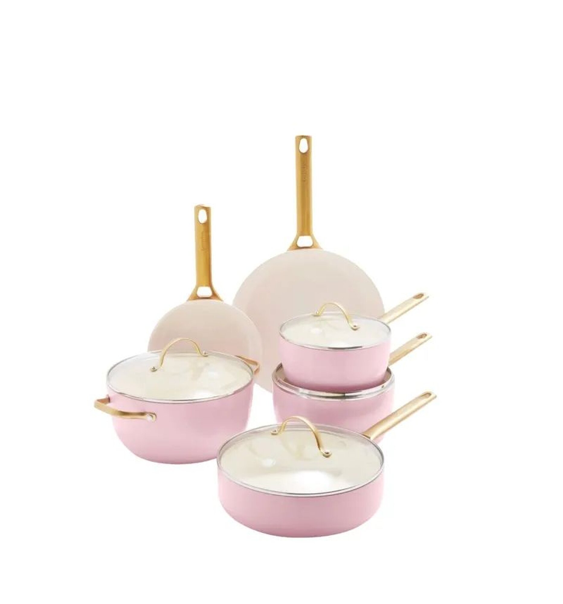 Набор из кастрюль и сковородок GreenPan Padova Reserve, из алюминия цвет розовый/золотой, 10 предметов-CW-CC008483-001