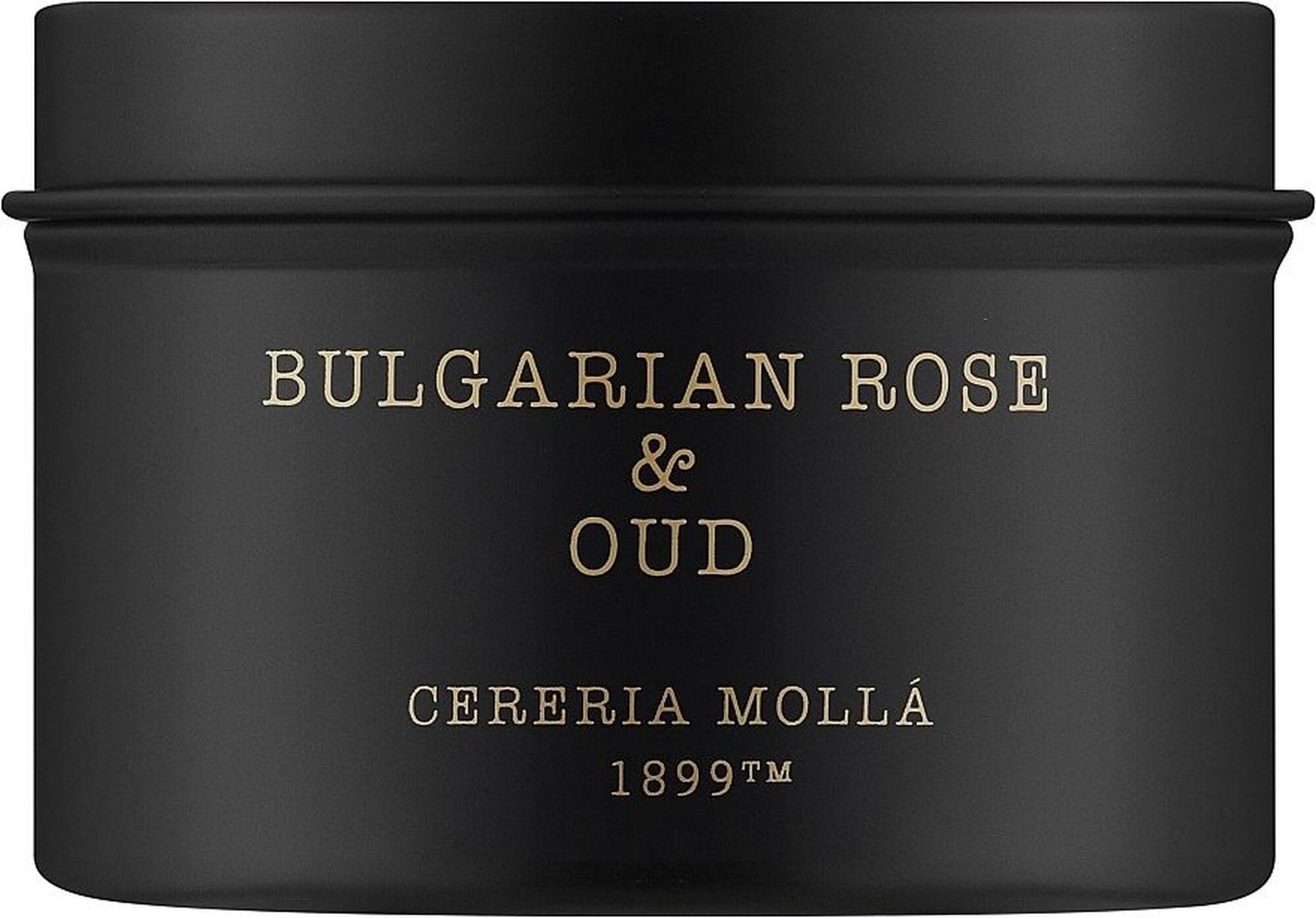 Ароматическая свеча Cereria Molla Bulgarian Rose & Oud-1063722 в металлическом футляре, 90 г цвет черный
