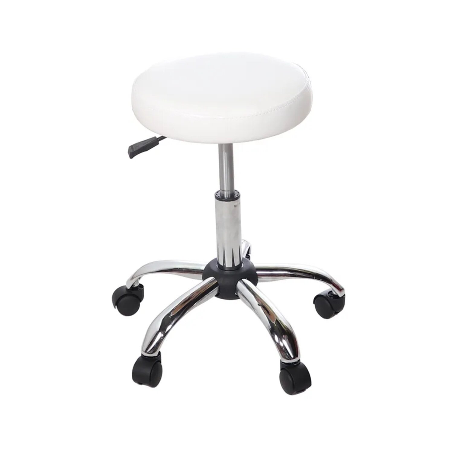 Стул мастера "Астек", низкий, белый цвет, пятилучье на колесах