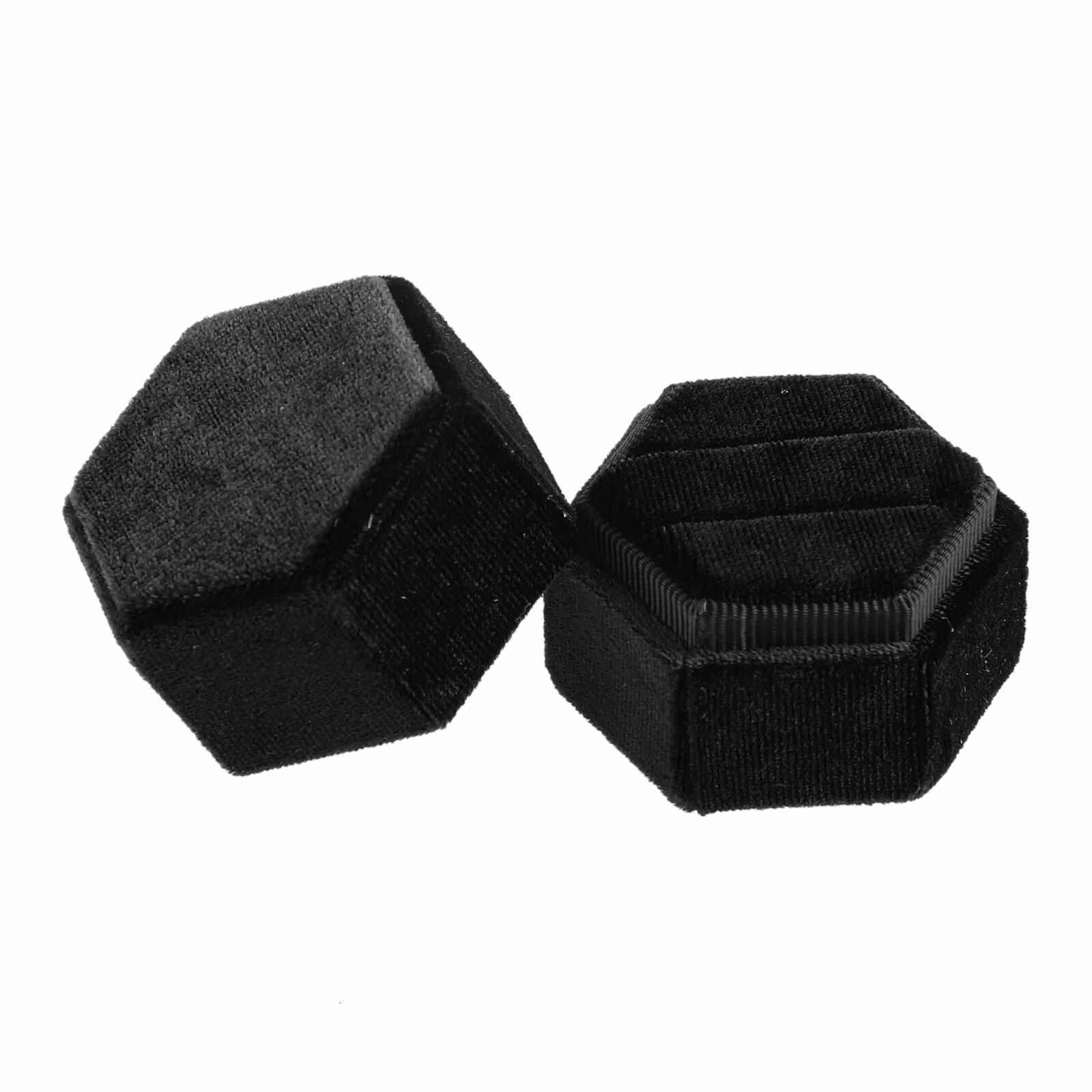 Гексагональная подарочная коробка для колец, Черный