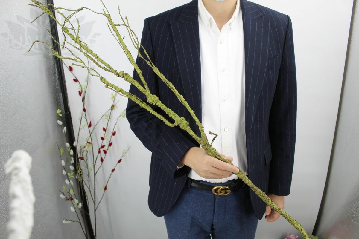 Искусственные цветы для декораторов фитостен флористическая ветка зеленая 110см