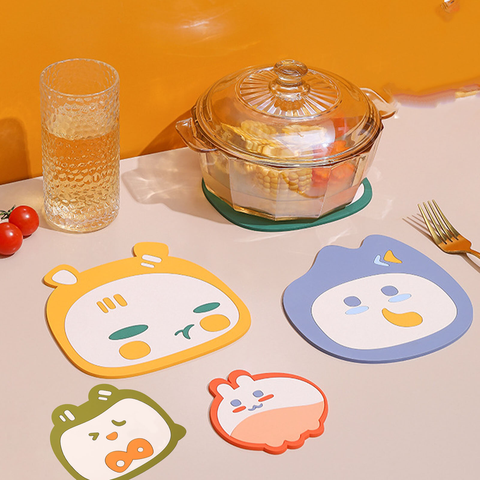 Коврик для горшка, термостойкий, противоскользящий, утолщенный, экологически чистый, кухонная столешница из ПВХ, подставка для подогрева синего цвета