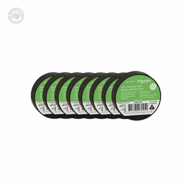 Изолента электротехническая Schneider Electric для изоляции проводов и кабелей, комплект 8 рулонов по 19 мм, универсальная лента для дома и работы