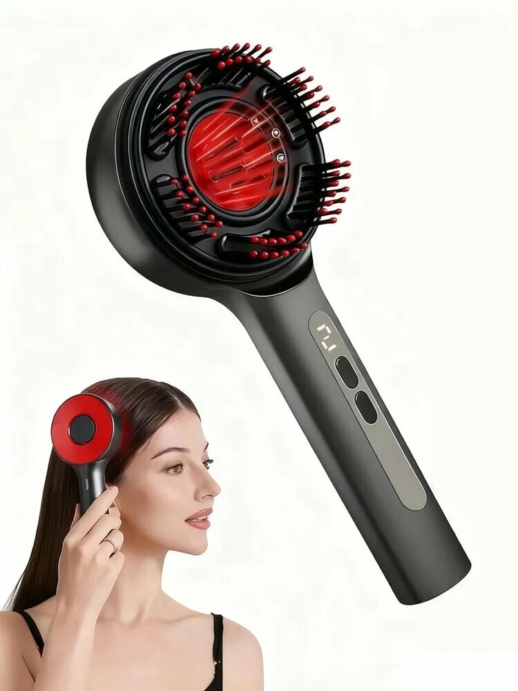 Массажная расческа для роста волос с функцией нанесения масла, вибрационный массажер для головы, щетка со светодиодной подсветкой, против выпадения волос