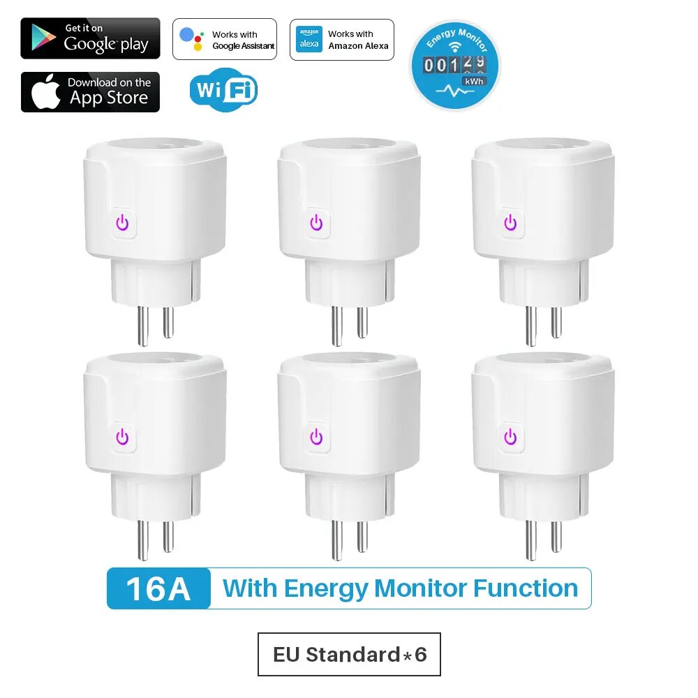 Умная розетка Elivco Wi-Fi 16A 6 Pcs