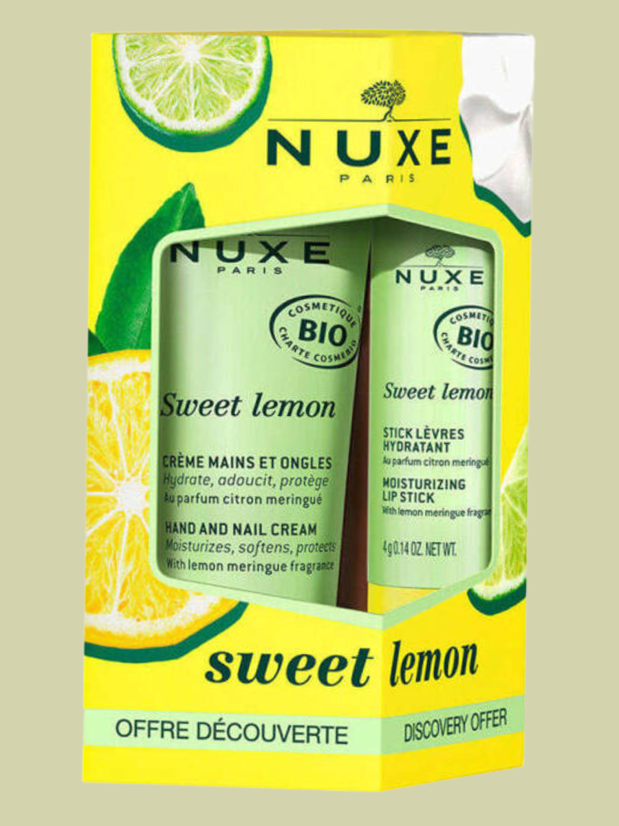 Nuxe Sweet Lemon, крем для рук и ногтей 30 мл + бальзам для губ 4 г