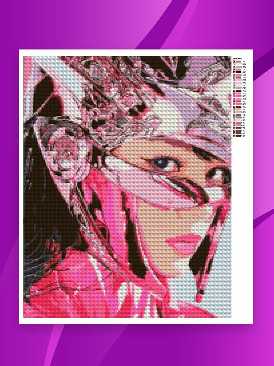 Алмазная мозаика без подрамника - вышивка - Cyber Motogirl 2 40 х 50 см