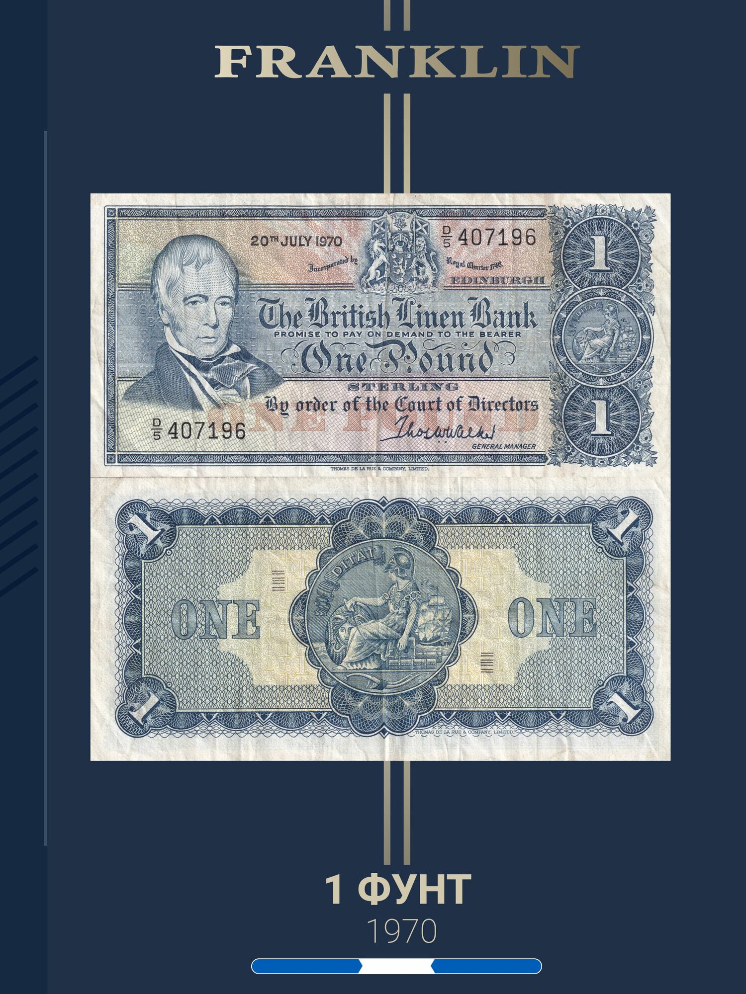 Банкнота Шотландия 1 фунт 1970 год (VF) Pick 169b