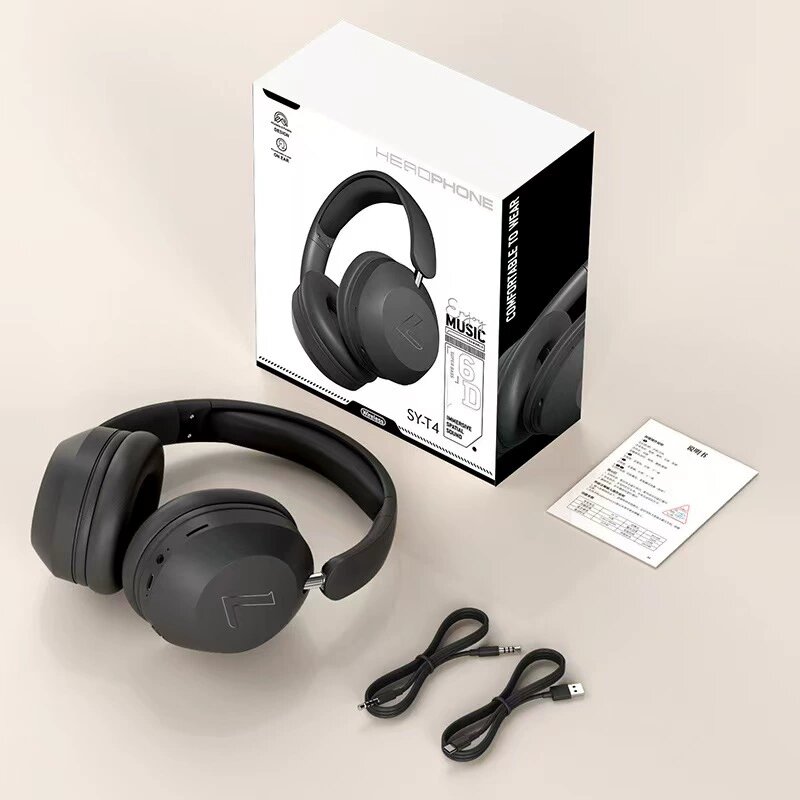 Стандартные беспроводные наушники Bluetooth с шумоподавлением для игр, музыки и спорта — Черный