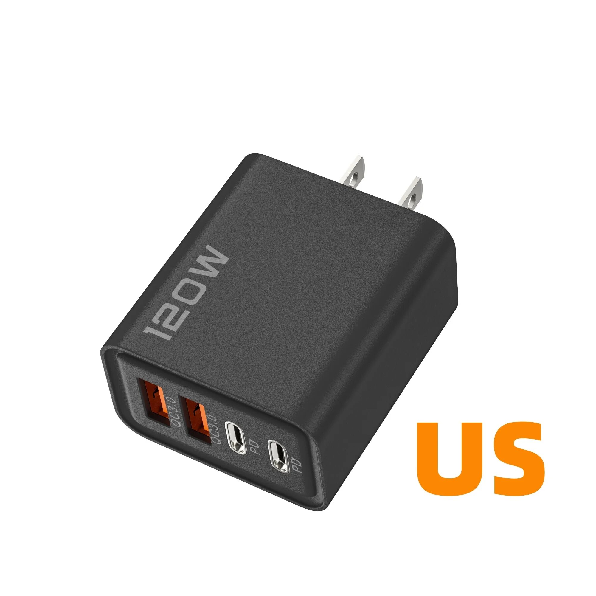 120 Вт 4-портовое зарядное устройство USB типа C, кабель для быстрой зарядки данных, USB-адаптер для зарядного устройства для телефона для Samsung, iPhone, Huawei, зарядное устройство, новинка US Black