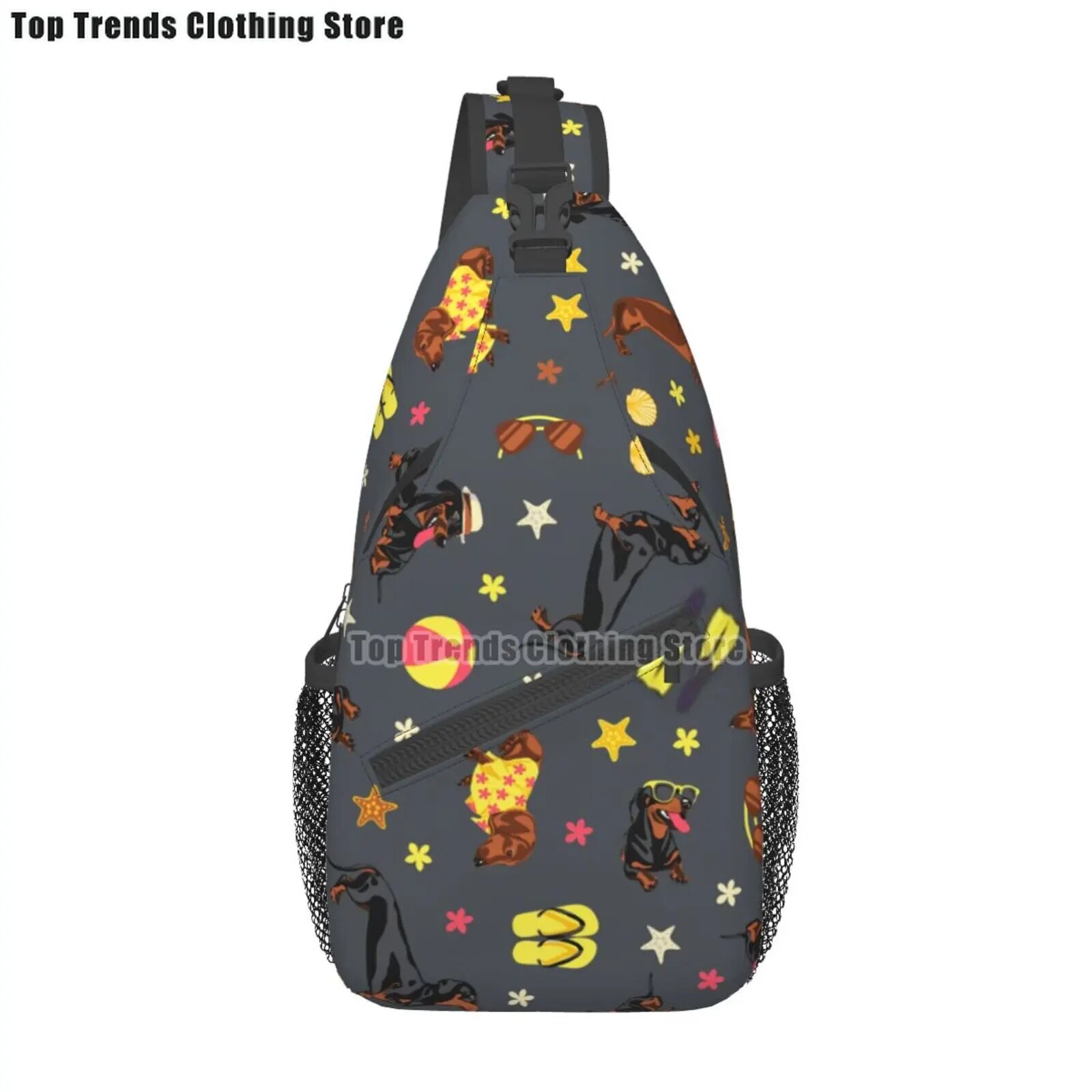 Fashion Gray Dachshunds Dackel Crossbody Sling Рюкзак-рюкзак The Wiener Dog Teckel Плечевая сумка для походов