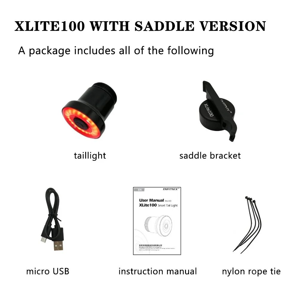 Enfitnix XLite100 задний фонарь для велосипеда, Saddle version