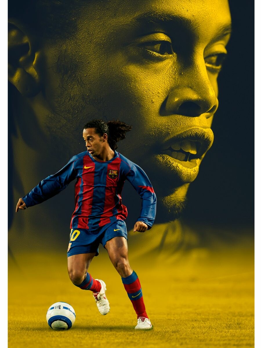 Постер "Роналдиньо". Легенды футбола. А3 (297*420) мм. Ламинация