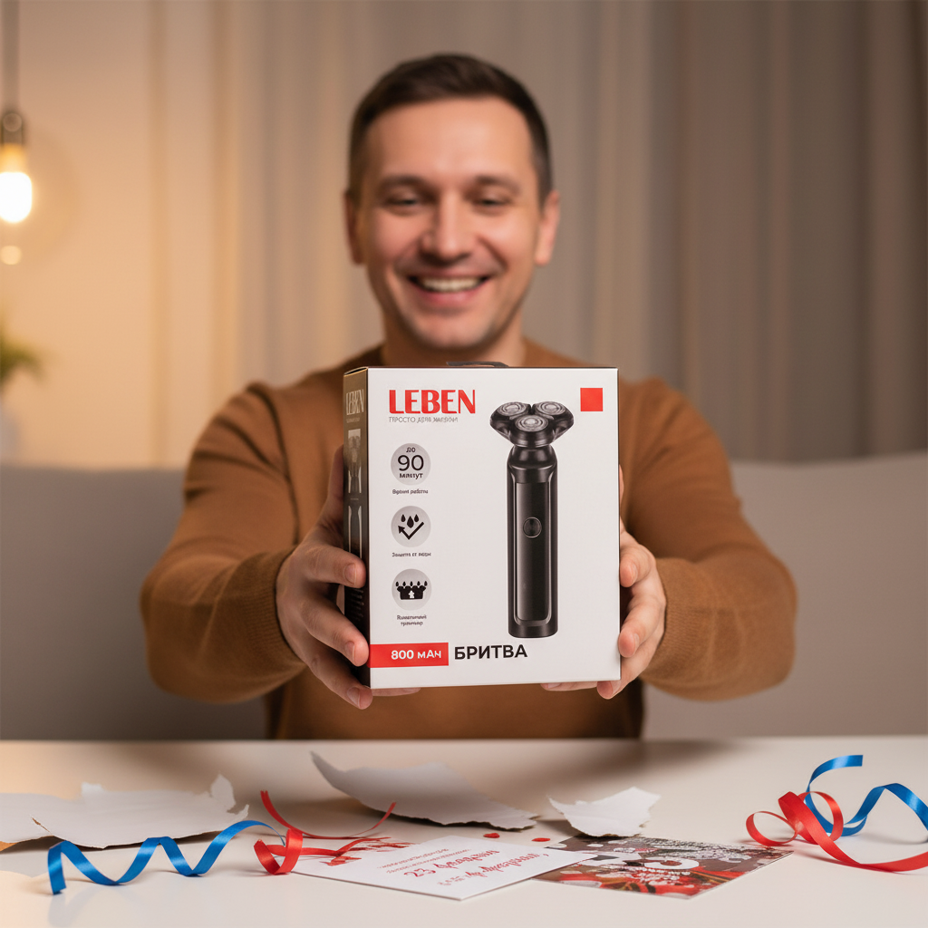 Электробритва роторная мужская с 3 плавающими головками и триммером, 7000 об/мин