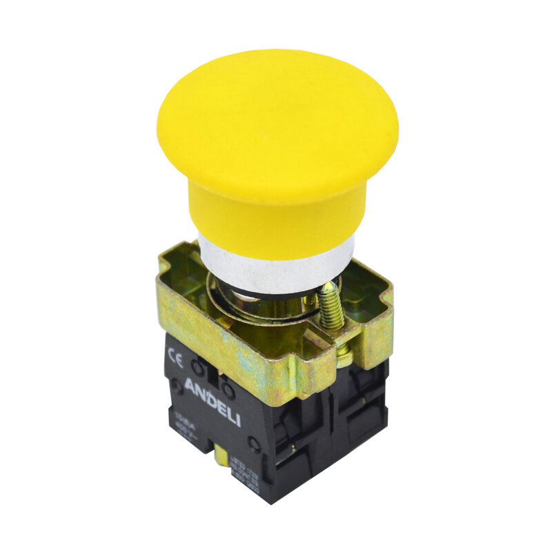 ANDELI Кнопка XB2-BС51 Грибок без подсветки, желтый 1НО ADL10-065